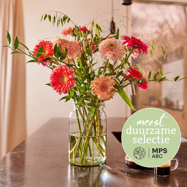 Groen Gekeurd gerbera boeket | Meest duurzame bloemen
