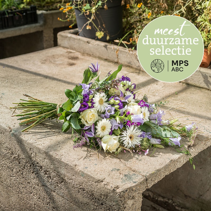 Groen Gekeurd pastel rouwboeket | Fleurop