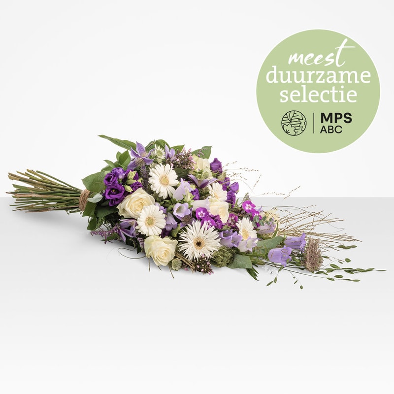Groen Gekeurd pastel rouwboeket | Fleurop