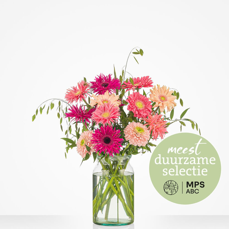 Groen Gekeurd gerbera boeket | Meest duurzame bloemen