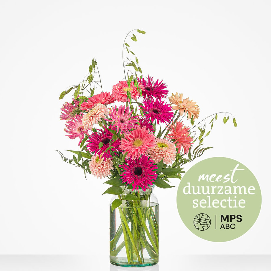 Groen Gekeurd gerbera boeket | Meest duurzame bloemen